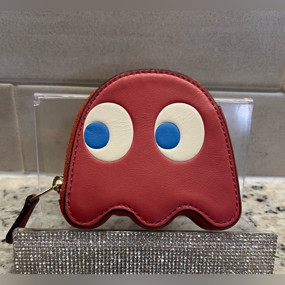 Coach | Bags | Coach X Pac Man Limited Edition Red Leather Ghost Coin ...